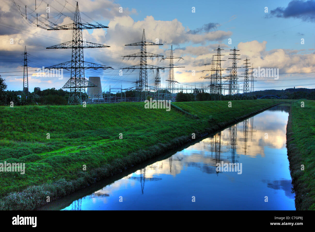High tension power lines. Energy supply Stock Photo - Alamy