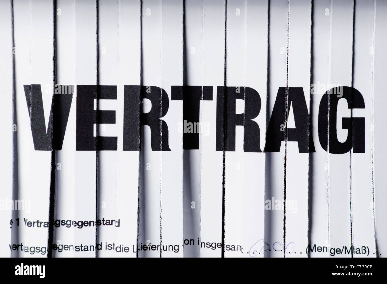 A shredded German employment contract, close-up Stock Photo - Alamy