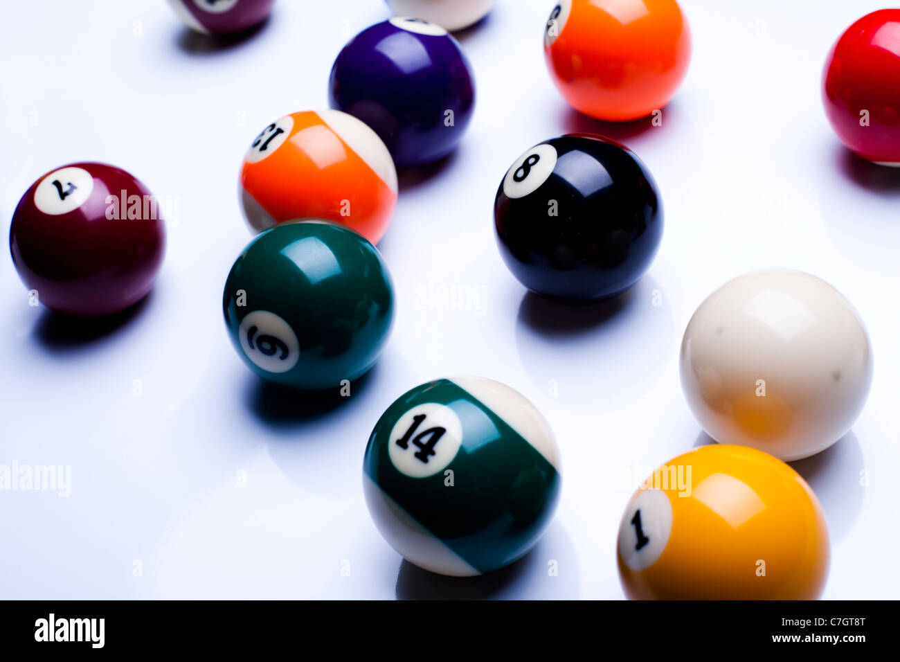 Billiard balls isolate on white Stock Photo - Alamy