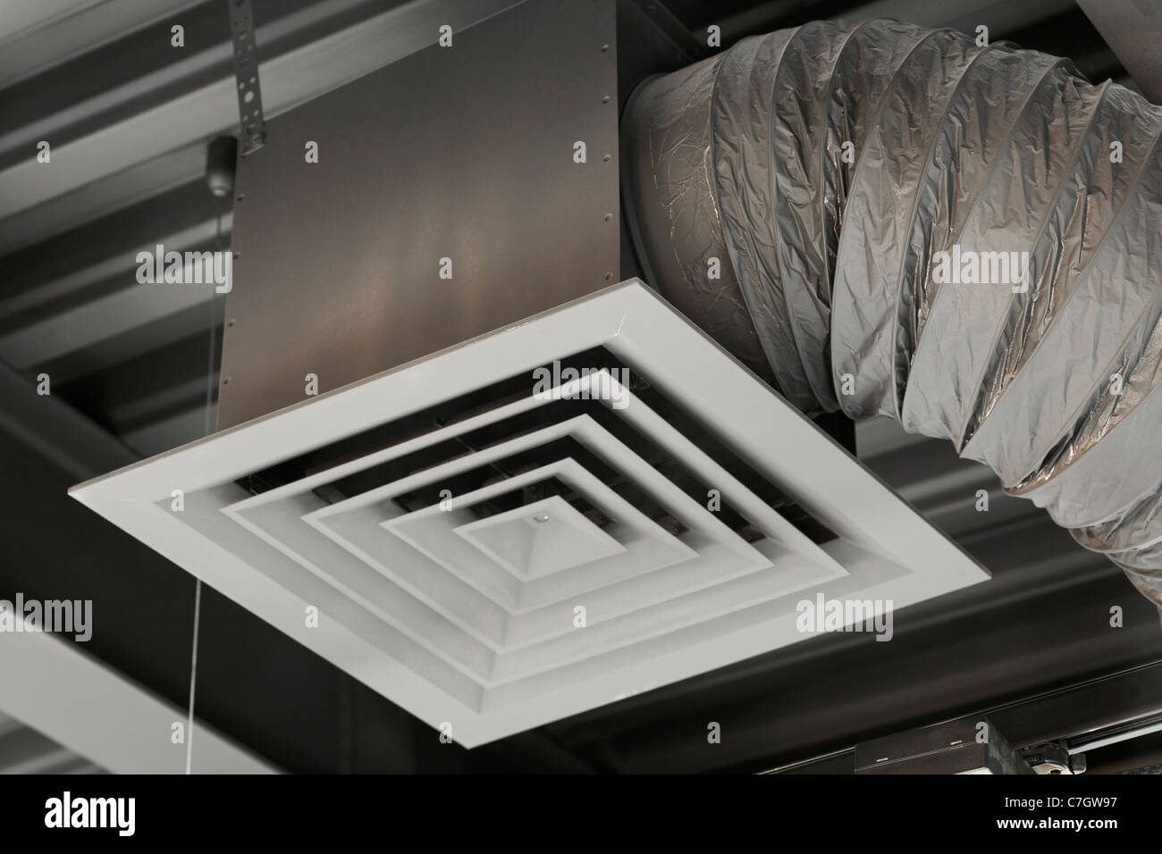 An air duct hanging from a ceiling, close-up, low angle view Stock ...