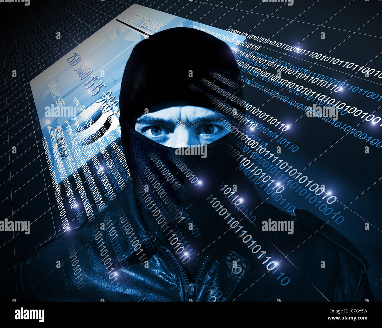 hacker with black balaclava portrait Stock Photo - Alamy