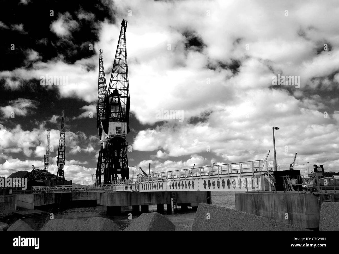 The cranes in Hartlepool Docks Stock Photo - Alamy