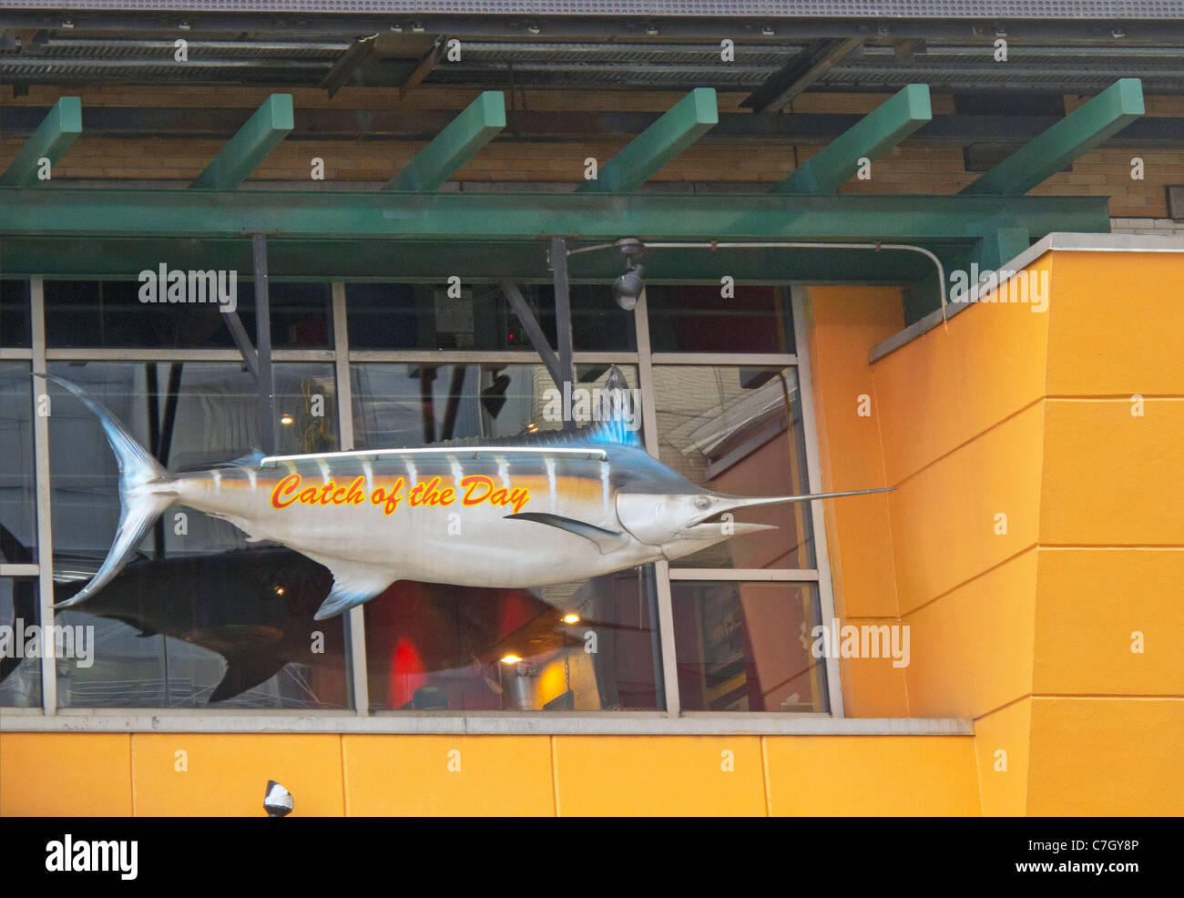 Catch of the day swordfish sign Stock Photo - Alamy