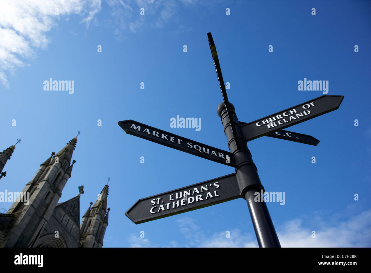 signpost to main areas of letterkenny and st eunans in cathedral square ...
