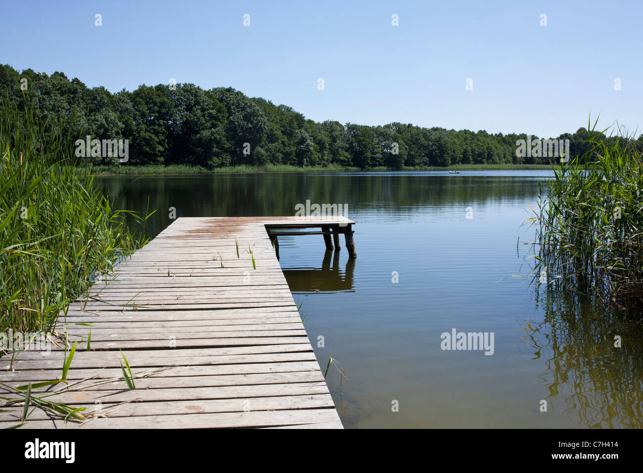 Lake and jetty Stock Photo - Alamy