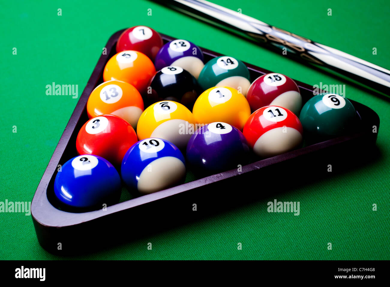 Billiard table and balls Stock Photo - Alamy