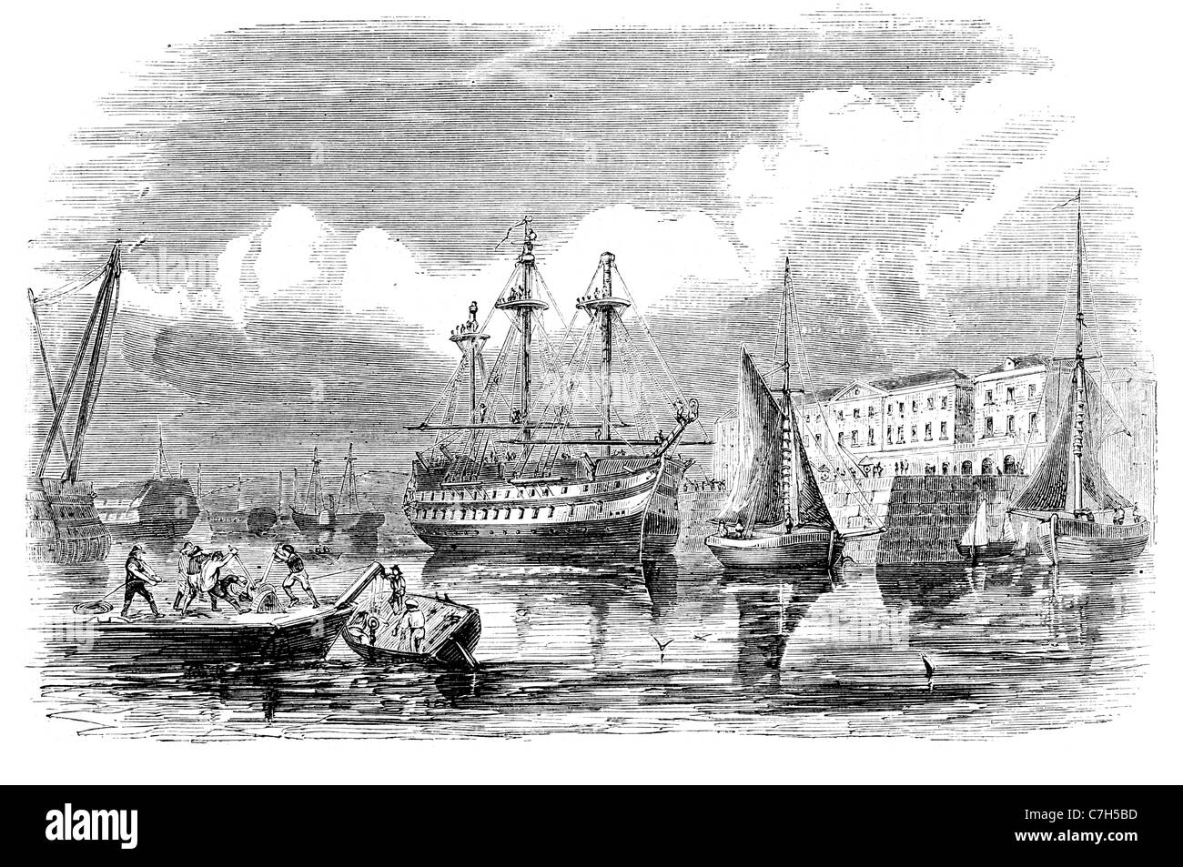 Millbay Dock Docks dockland Plymouth Devon ship war battle cannon ...