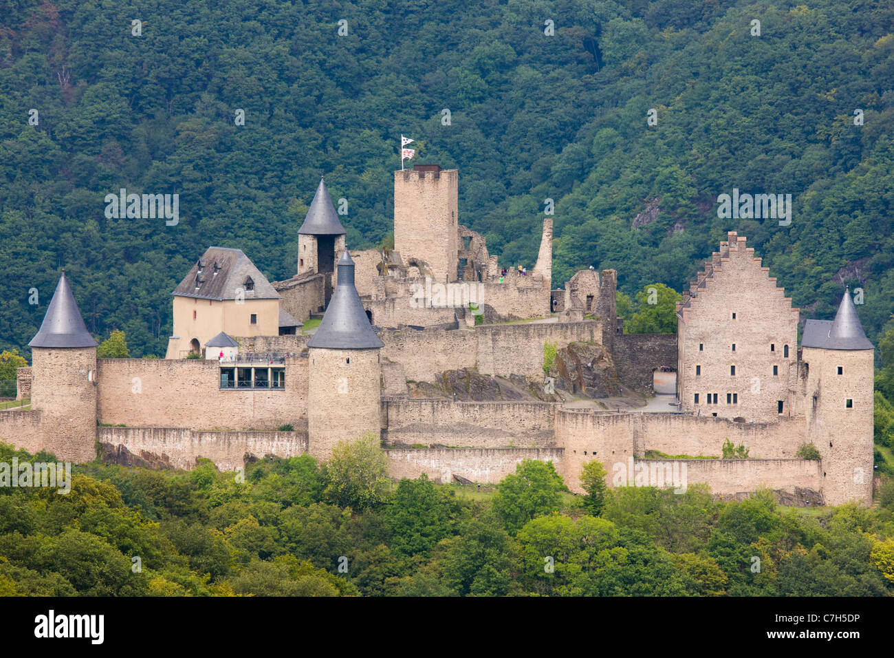 Luxembourg country. The castle of Bourscheid, overtowering the sure ...