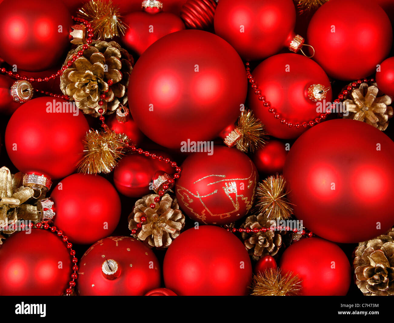 Background from red glass balls and cones Stock Photo - Alamy