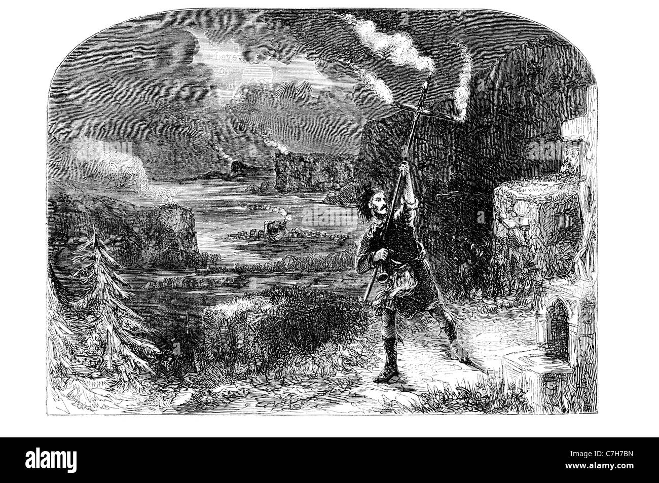 Rearing Fire Cross Scottish clans Gaelic Chiefs heraldry tartan ...