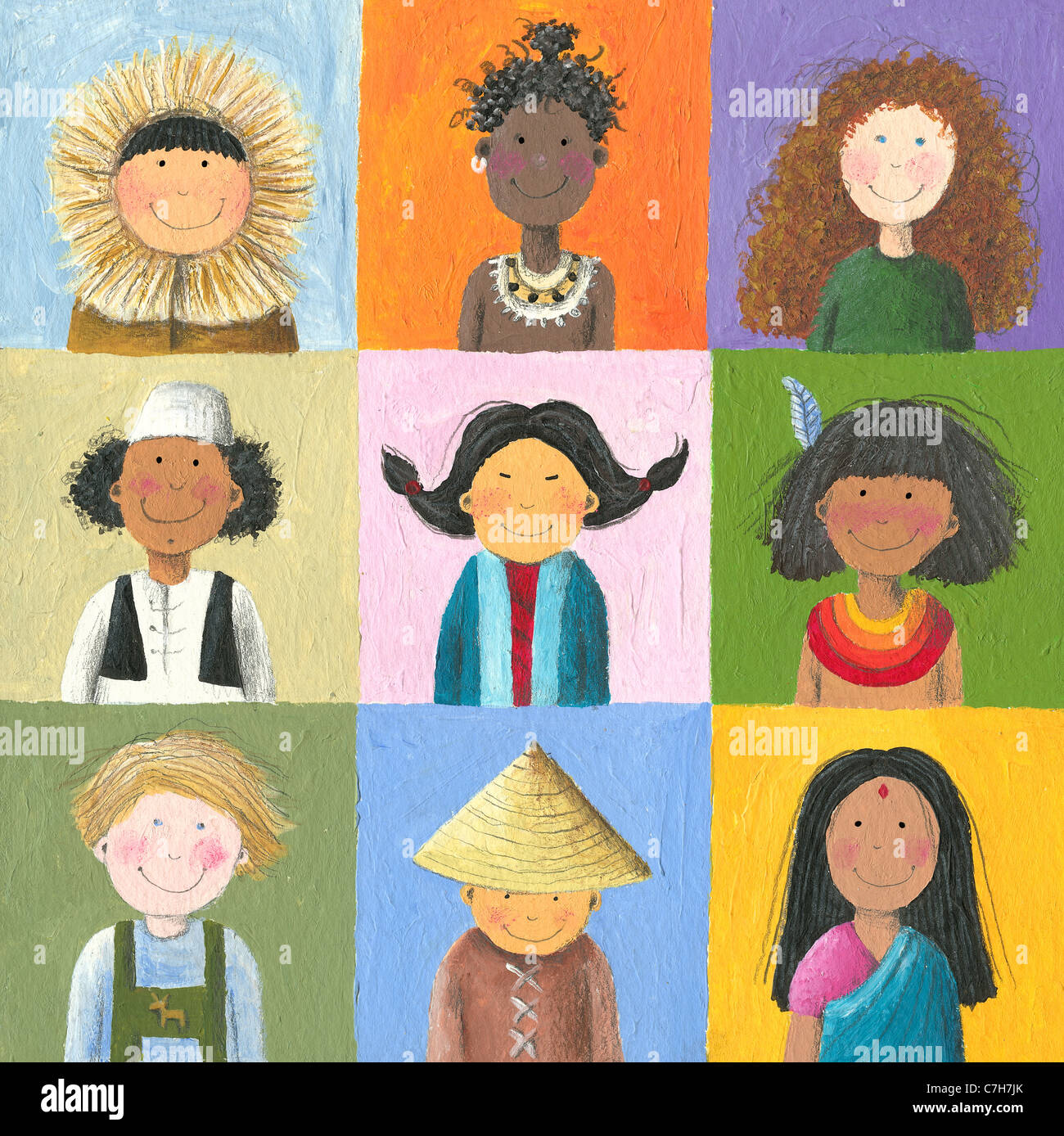 Cartoon cute children world hi-res stock photography and images - Alamy