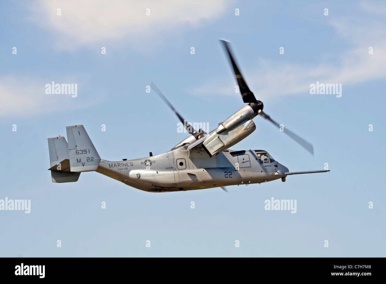 The V-22 Osprey, a unique tilt-rotor helicopter, performed at the Royal ...
