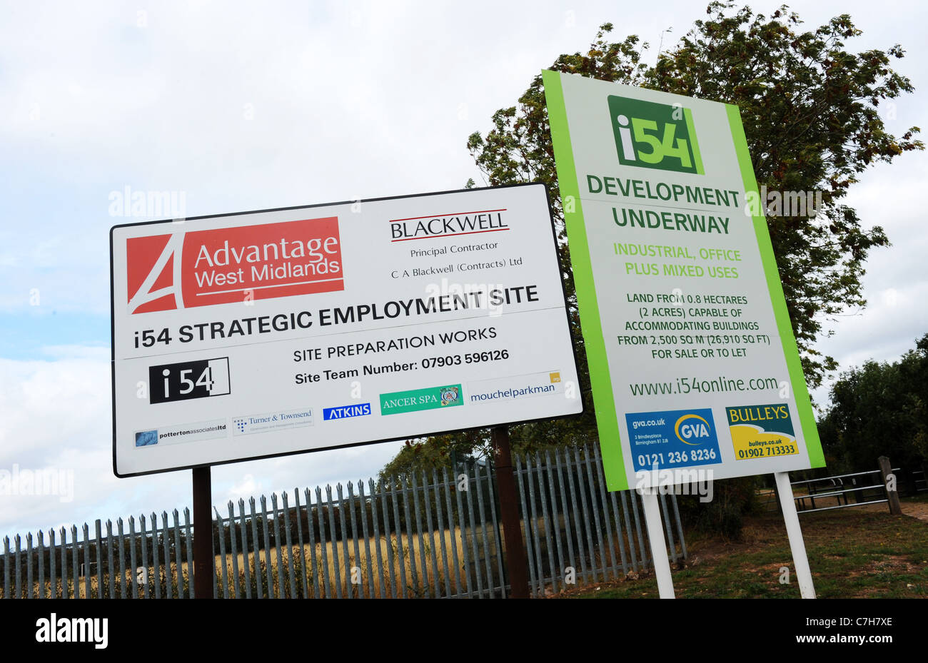 Signs for the new i54 Strategic Employment Site near Wolverhampton Uk ...