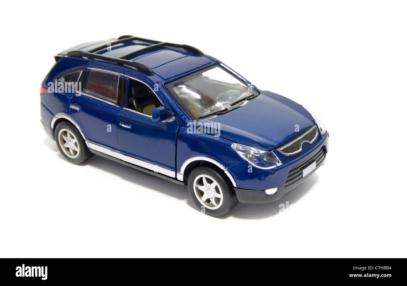 model of blue car is isolated on a white background Stock Photo - Alamy