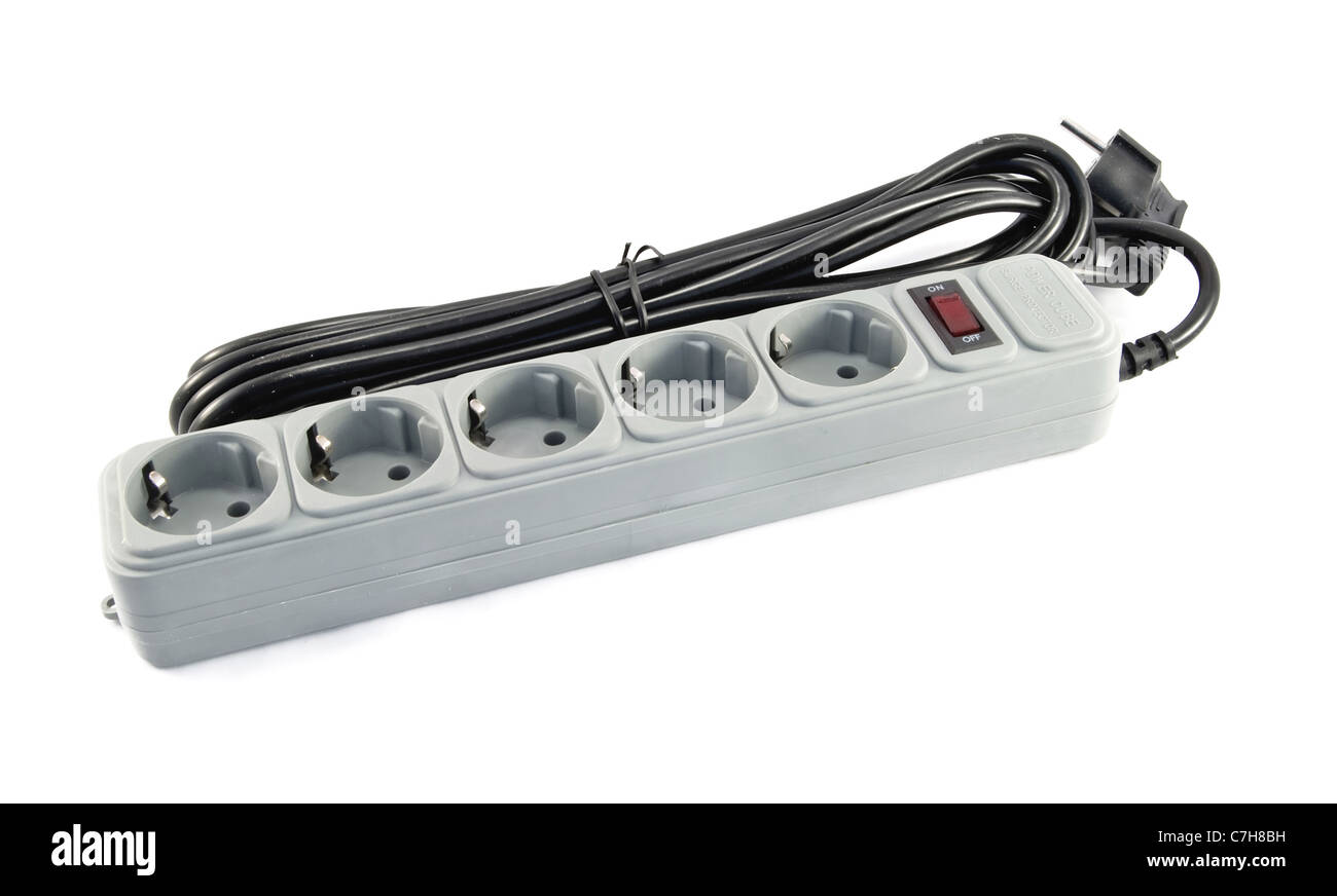 multiple outlet is isolated on a white background Stock Photo - Alamy