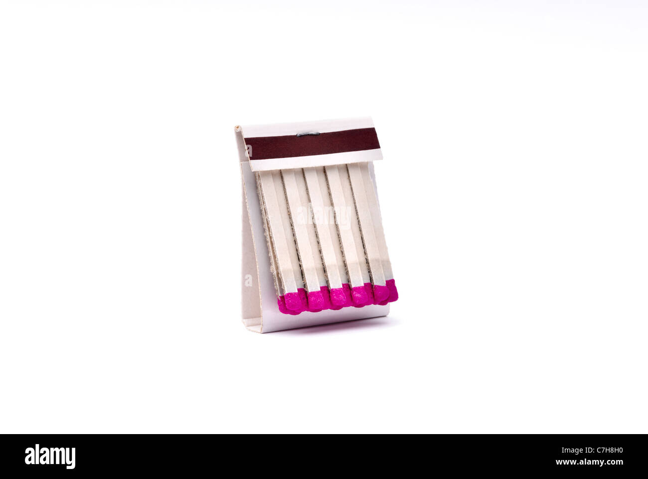 Open matchbook white with red matches, isolated on white with shadow ...