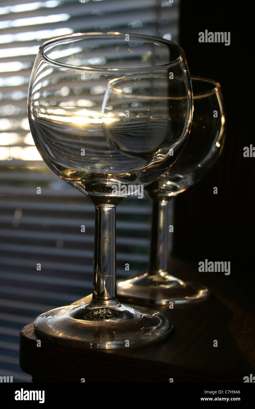 Two empty wine glasses Stock Photo - Alamy