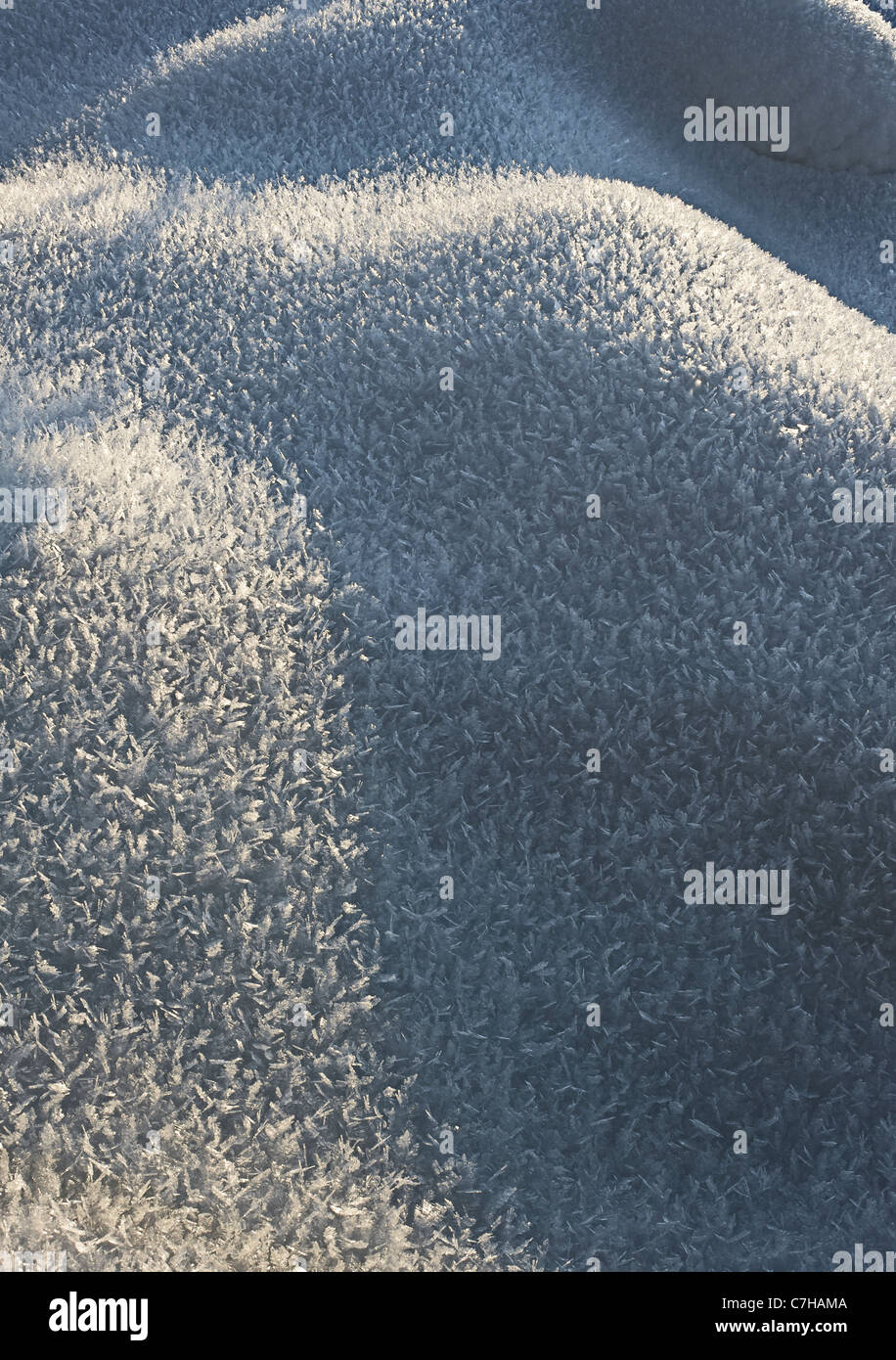 Close up of snow bank surface with hoar frost in sunshine Stock Photo ...