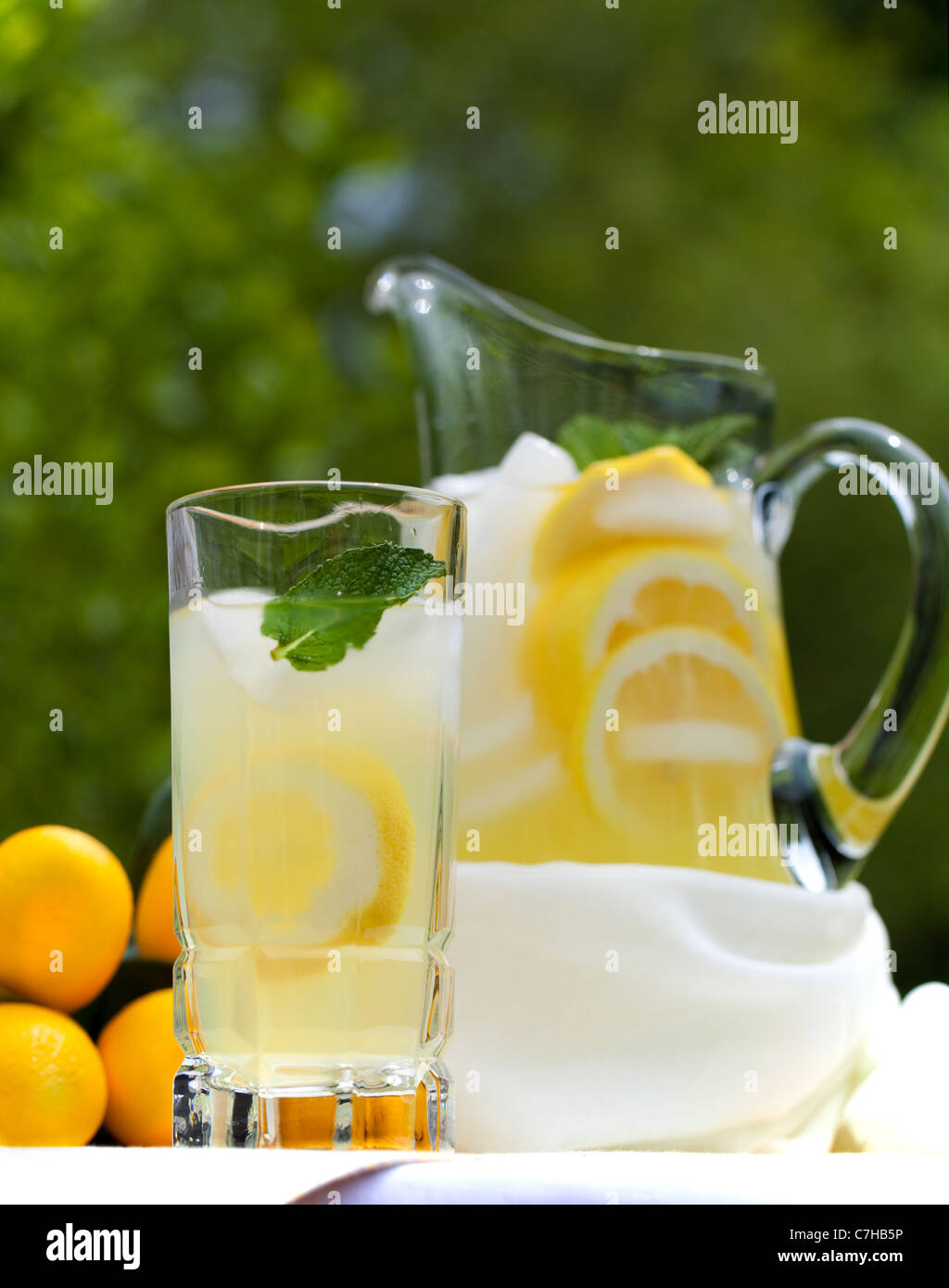 Ice Cold Lemonade With Mint Stock Photo - Alamy