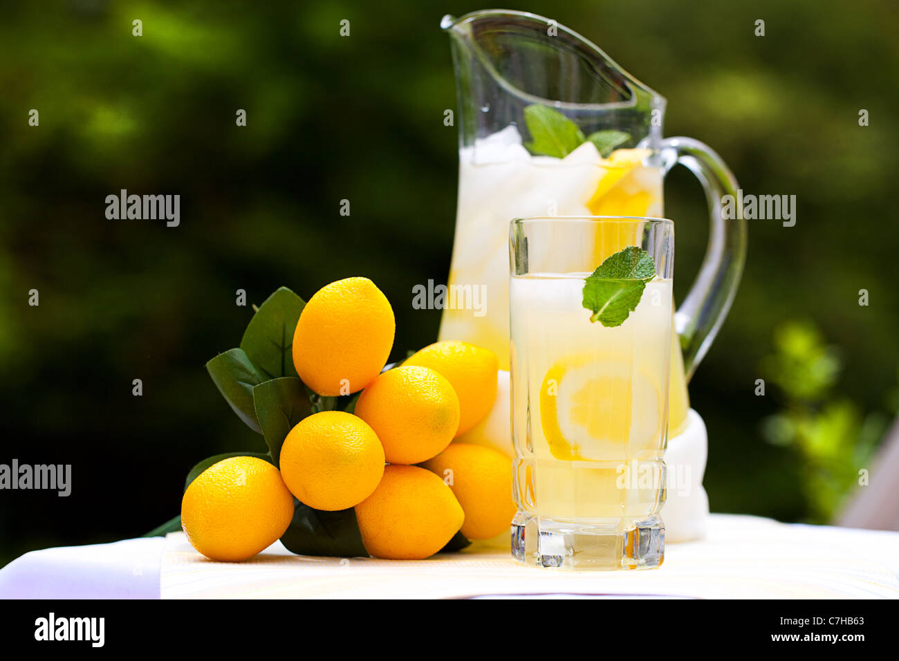 Ice Cold Lemonade With Mint Stock Photo - Alamy