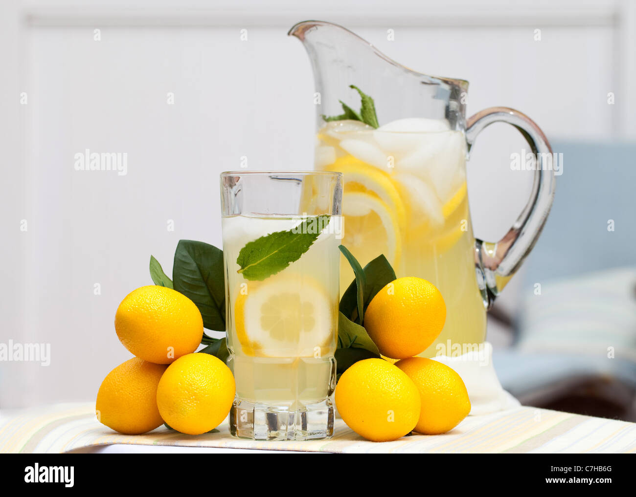 Ice Cold Lemonade With Mint Stock Photo - Alamy