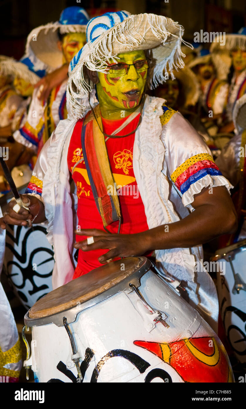 Candombe drummer in the Montevideo annual Carnaval Stock Photo - Alamy