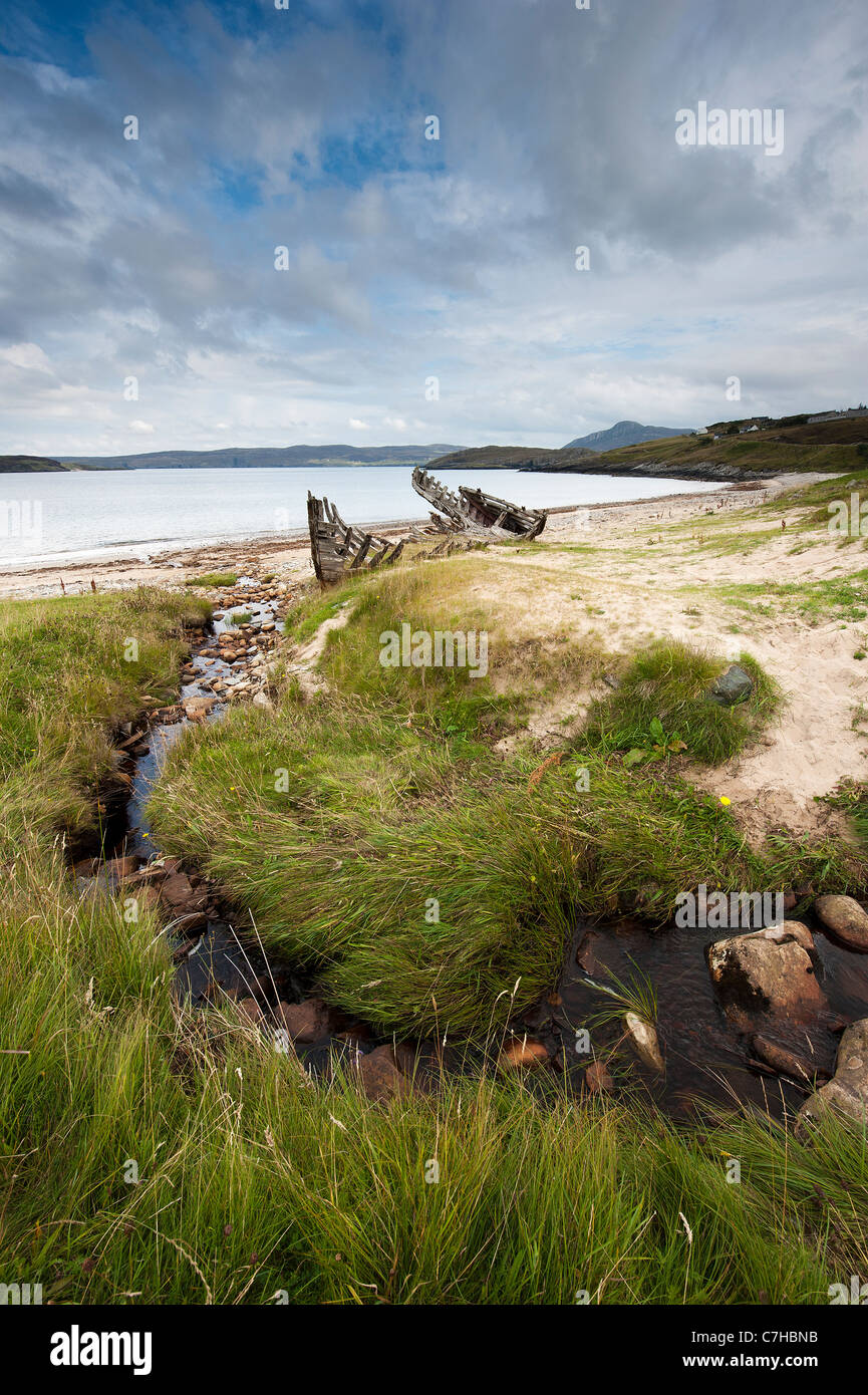 Shipwreck on Talmine beach Scotland Stock Photo - Alamy