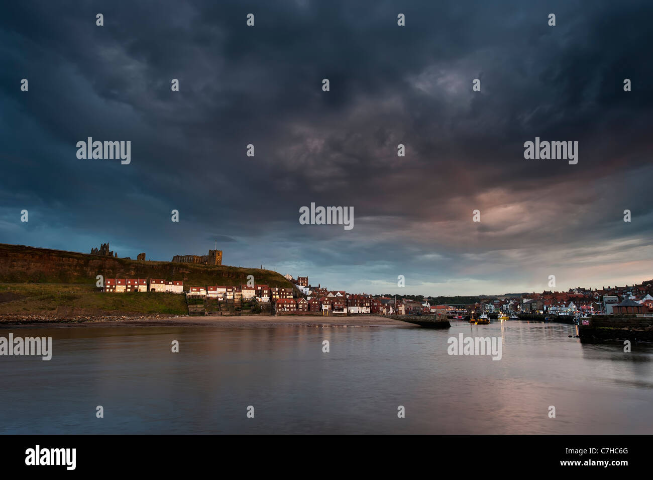 Whitby harbor at sunset hi-res stock photography and images - Alamy