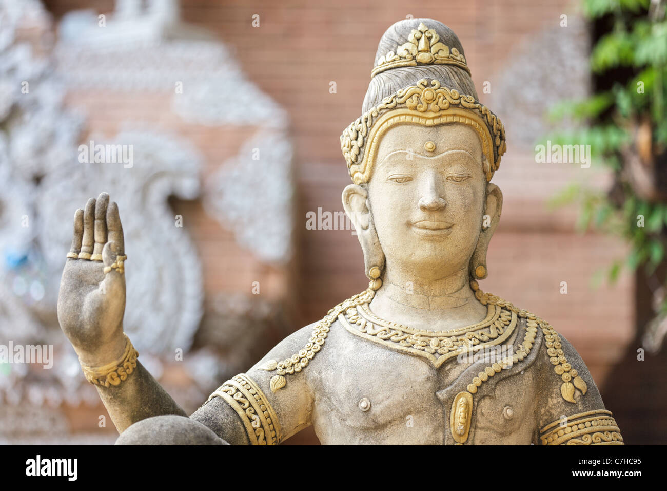 stone buddha divinity statue in chiang mai temple, thailand Stock Photo ...