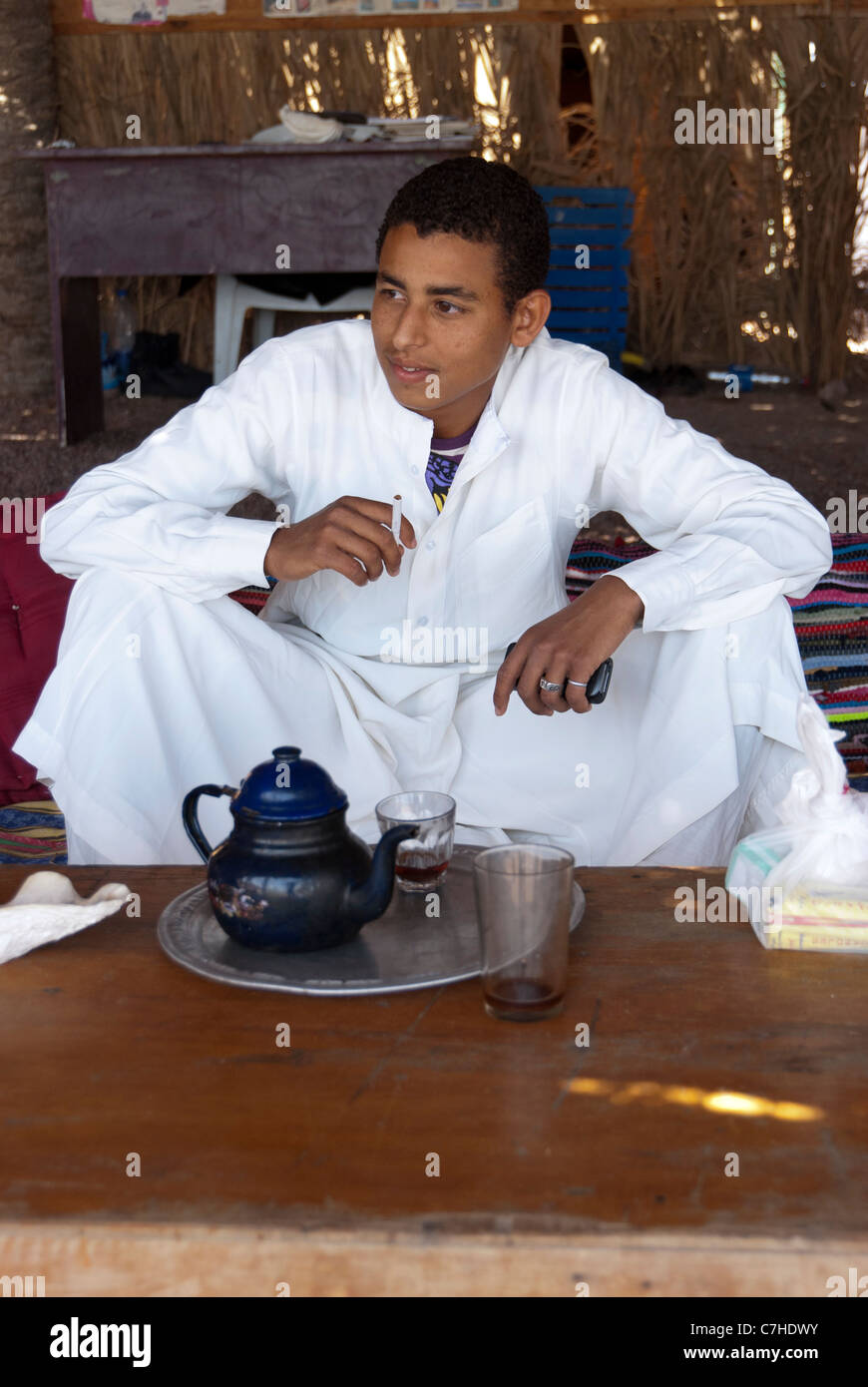 Egyptian young man taking tea - Ras Abu Galum National Park - Sinai ...