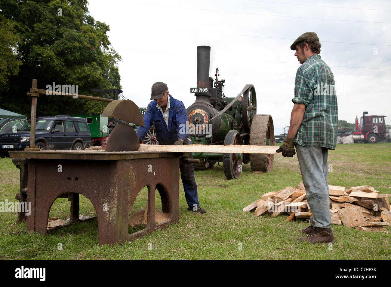 Vintage saw demonstration Netley Marsh Southampton Stock Photo - Alamy