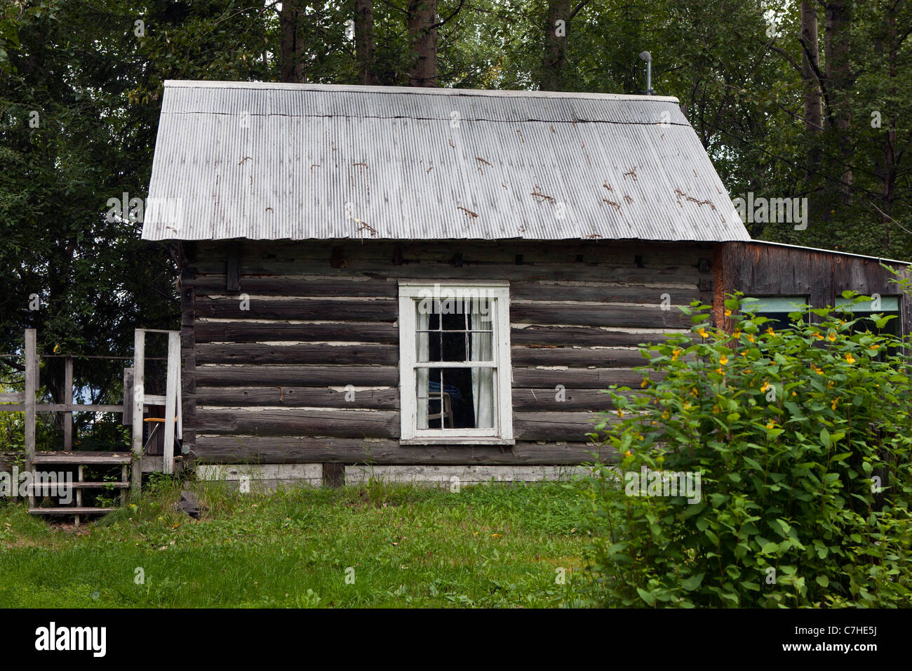 Log house, historic downtown Hope, Alaska, United States of America ...