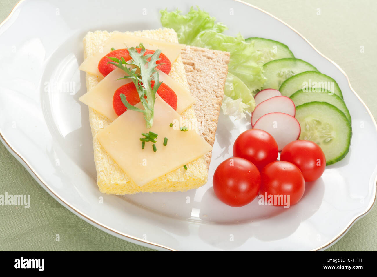 dietetic sandwich tasty breakfast on the plate Stock Photo - Alamy