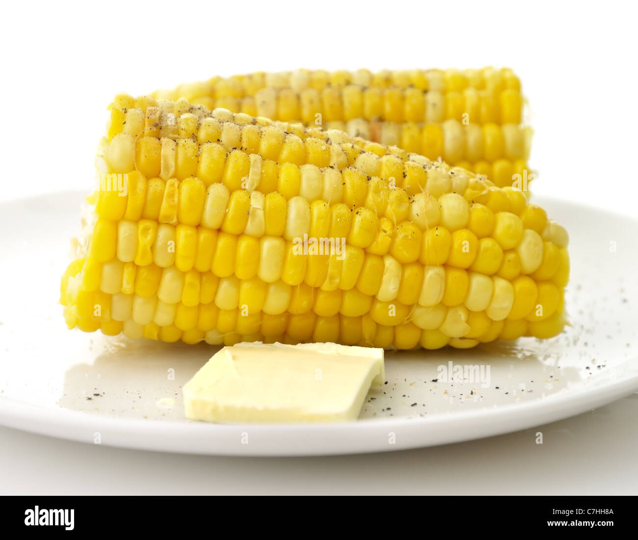 Boiled Sweet Corn with butter , salt and pepper Stock Photo - Alamy