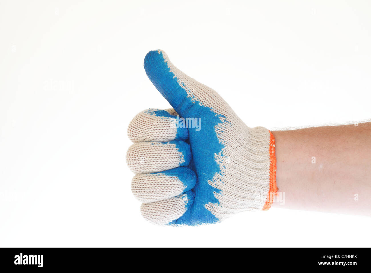 man hand in blue glove Isolated on white background Stock Photo - Alamy