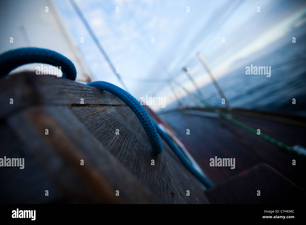 Rope on sailing boat in the sea Stock Photo - Alamy