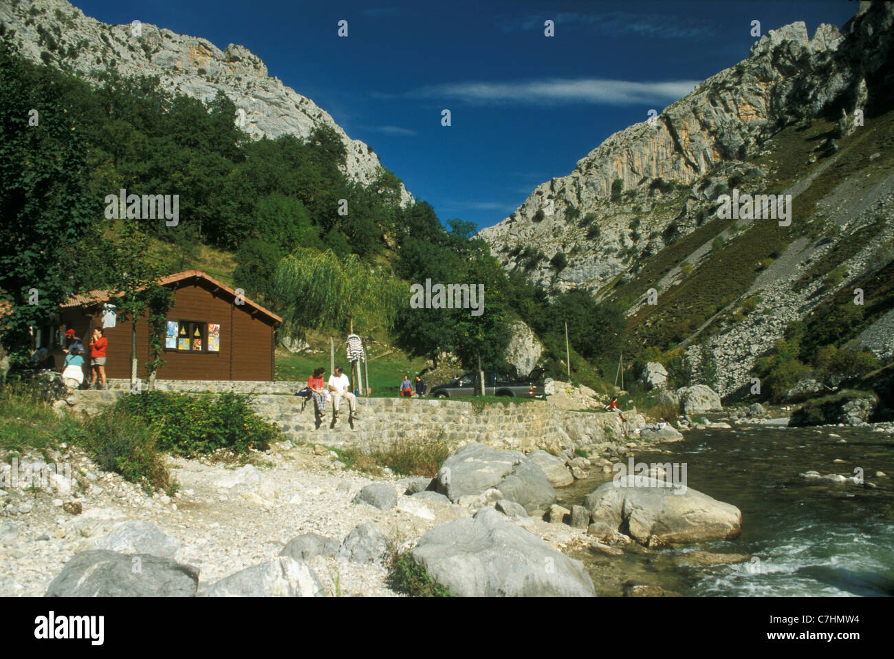 Rio Cares, Cain de Valdeon, in the Picos de Europa, northern Spain ...