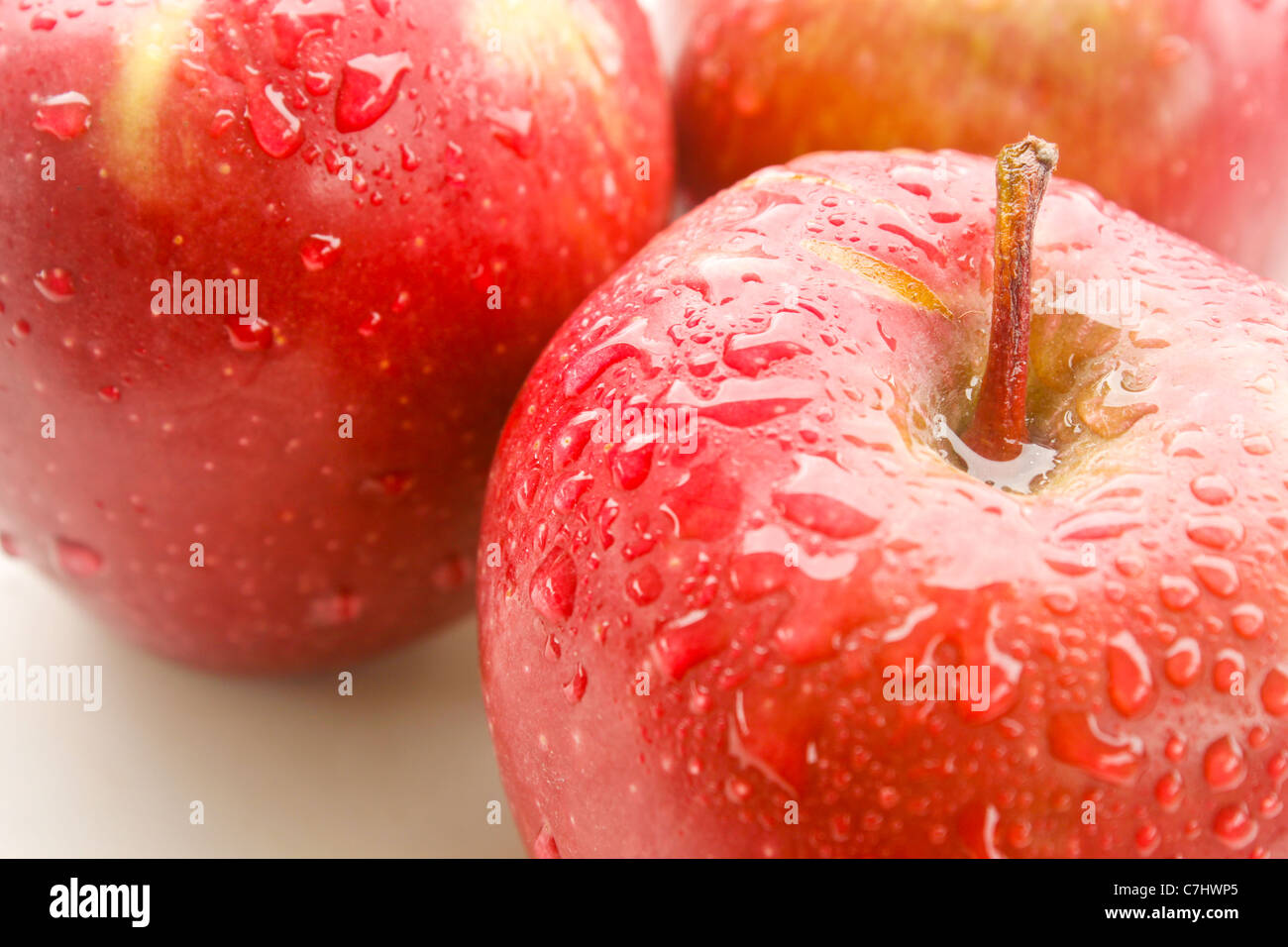 Fresh red juicy natural apples on white isolated background Stock Photo ...