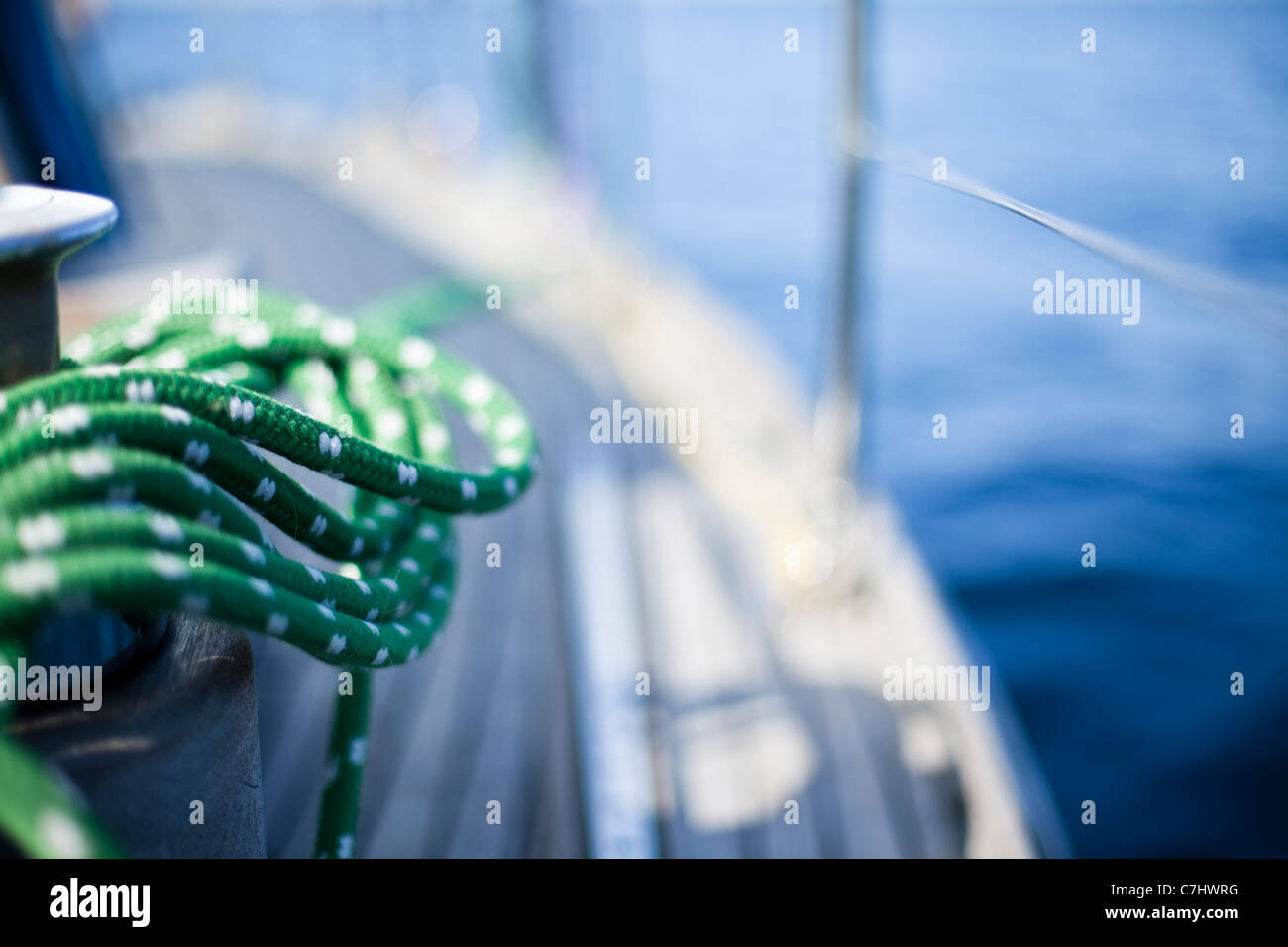 Rope on sailing boat in the sea Stock Photo - Alamy