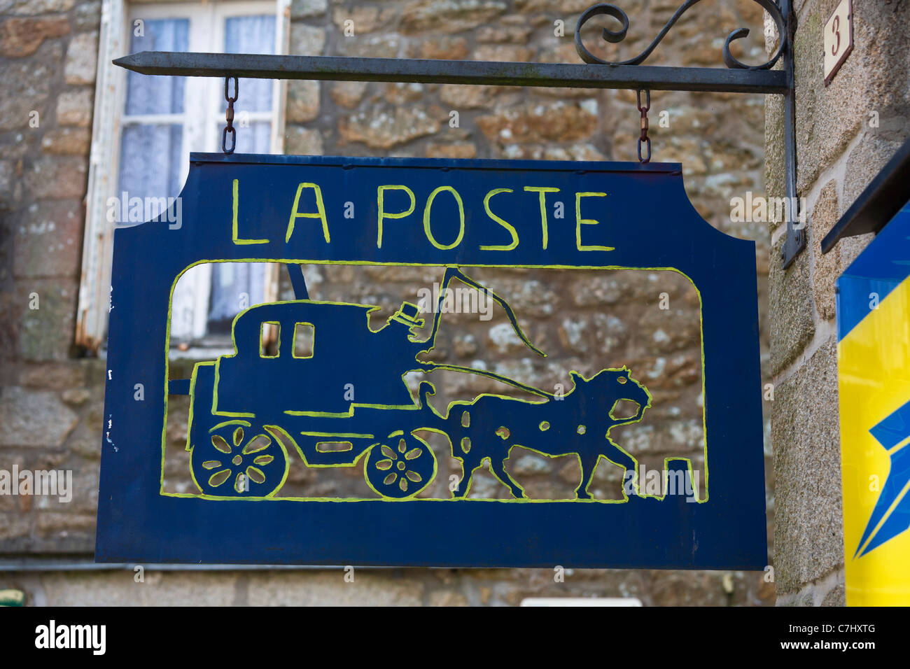 La Poste Post Office sign at Moncontour, Brittany, France Stock Photo ...