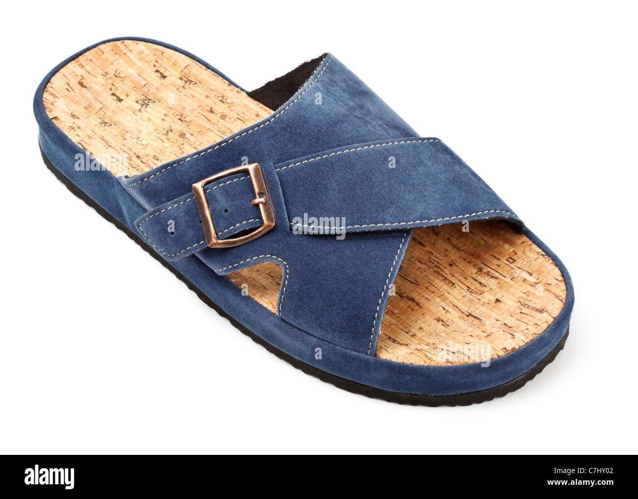 single blue slipper isolated on white background Stock Photo - Alamy