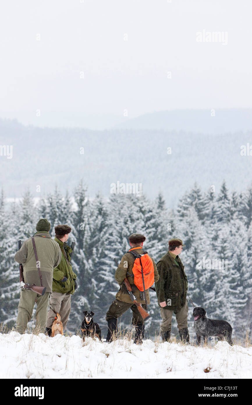 hunters with their dogs hunting Stock Photo - Alamy