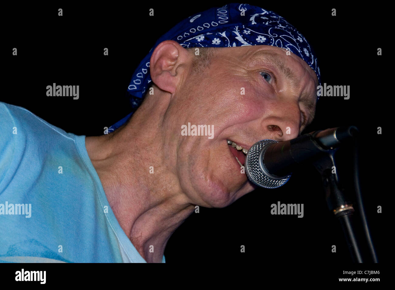 Steve Higgins of The Midnight Blues Band singing during a performance ...