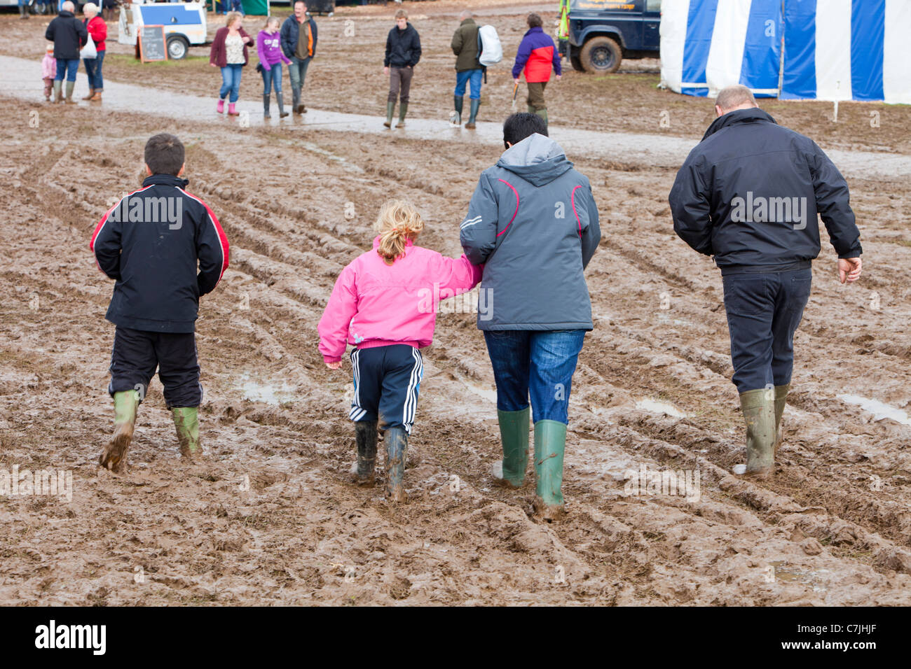A field churned up into Mud at the World Sheep Dog Trials at Lowther ...