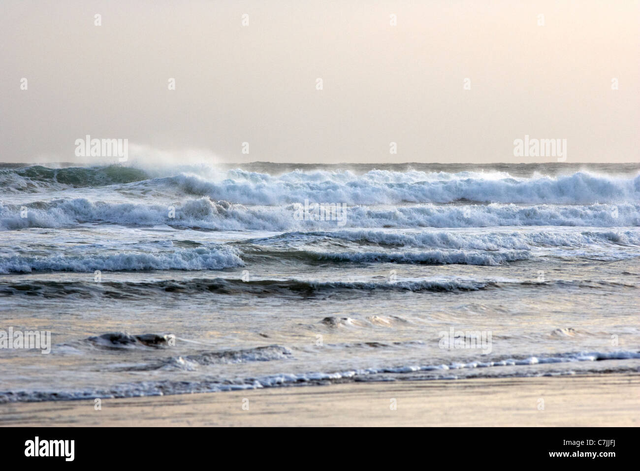 north atlantic waves breaking on benone strand beach county derry ...