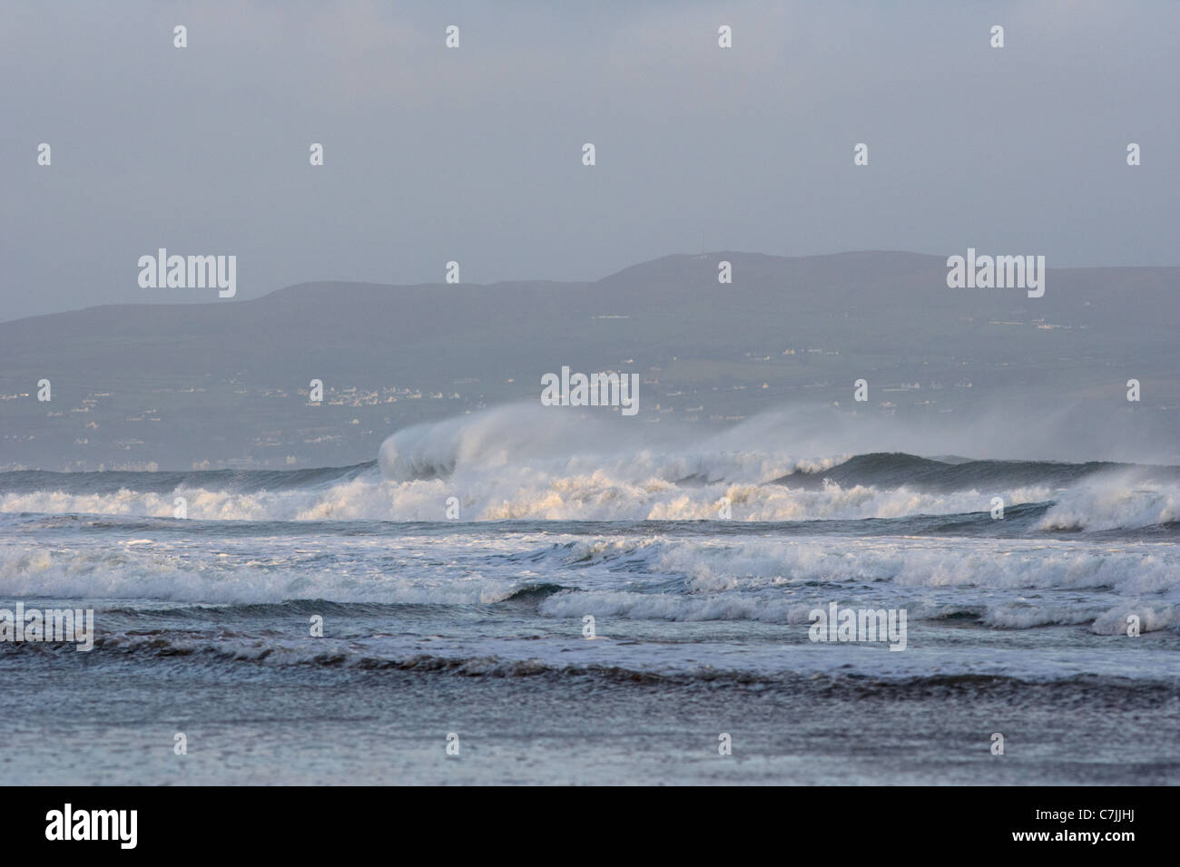 north atlantic waves breaking on benone strand beach county derry ...