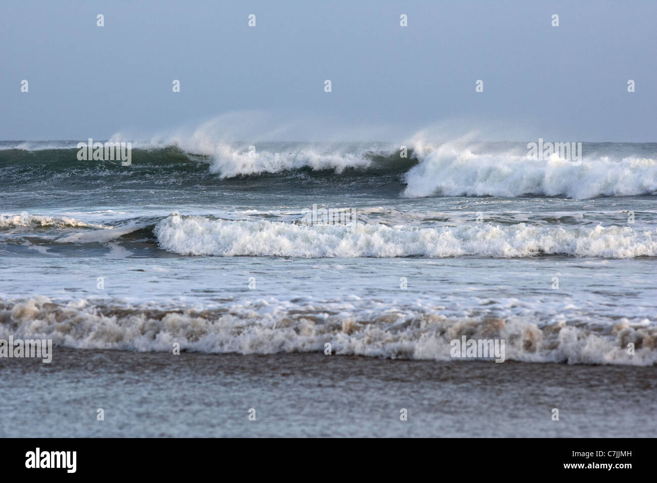 north atlantic waves breaking on benone strand beach county derry ...