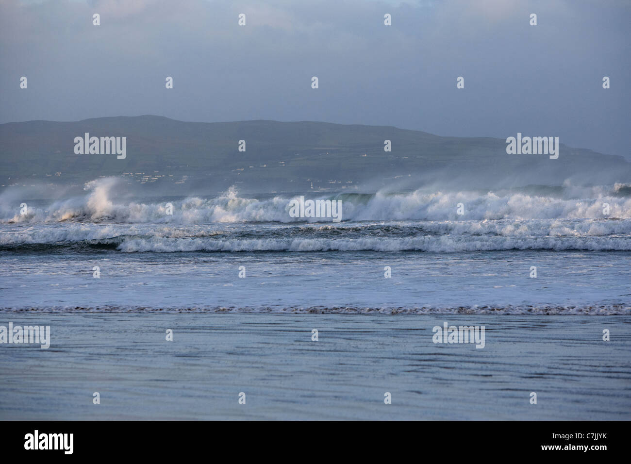 north atlantic waves breaking on benone strand beach county derry ...