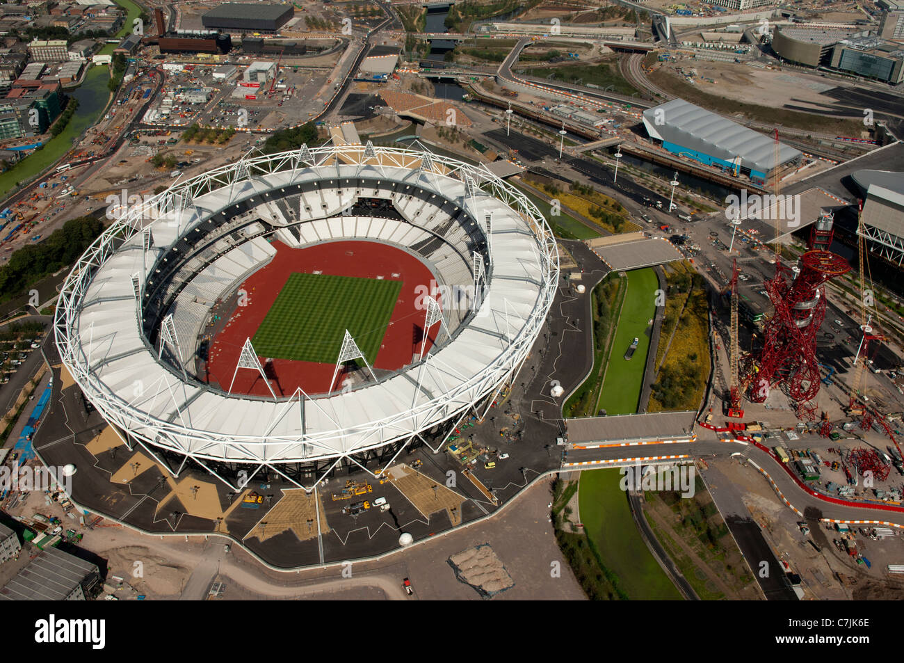 The Olympic Arena, Olympic Park London from the air Stock Photo - Alamy