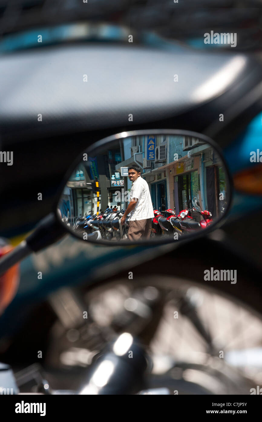 Wing Mirror on Scooter Reflection Stock Photo - Alamy